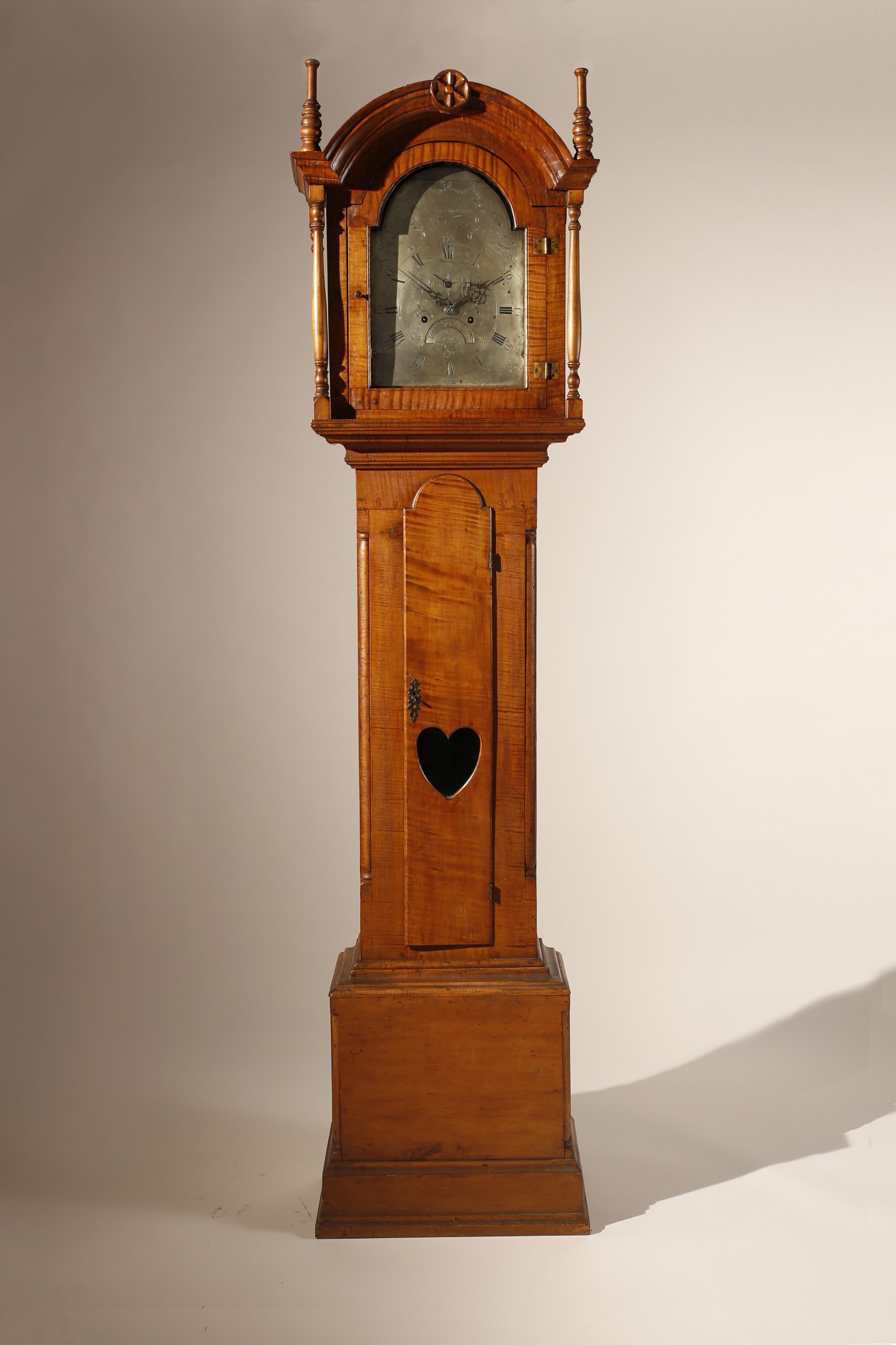 Queen Anne Figured Maple Tall Case Clock With Heart Door - Liverant ...